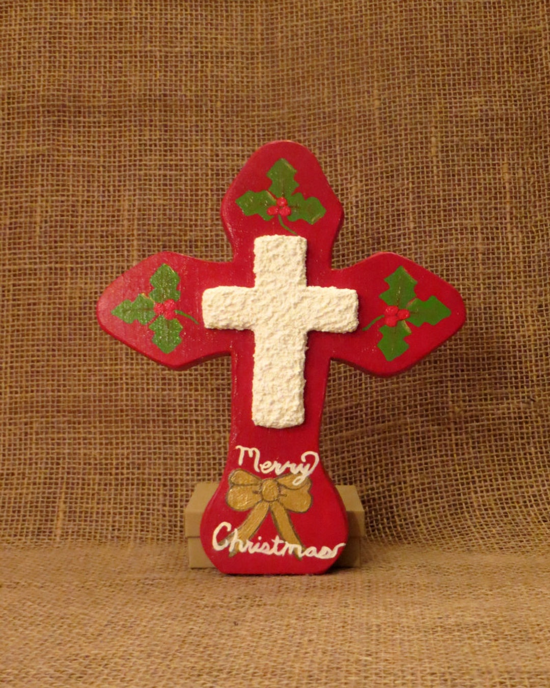 Christmas Wood Cross, Religious Decor, Wooden Wall Cross, Merry ...