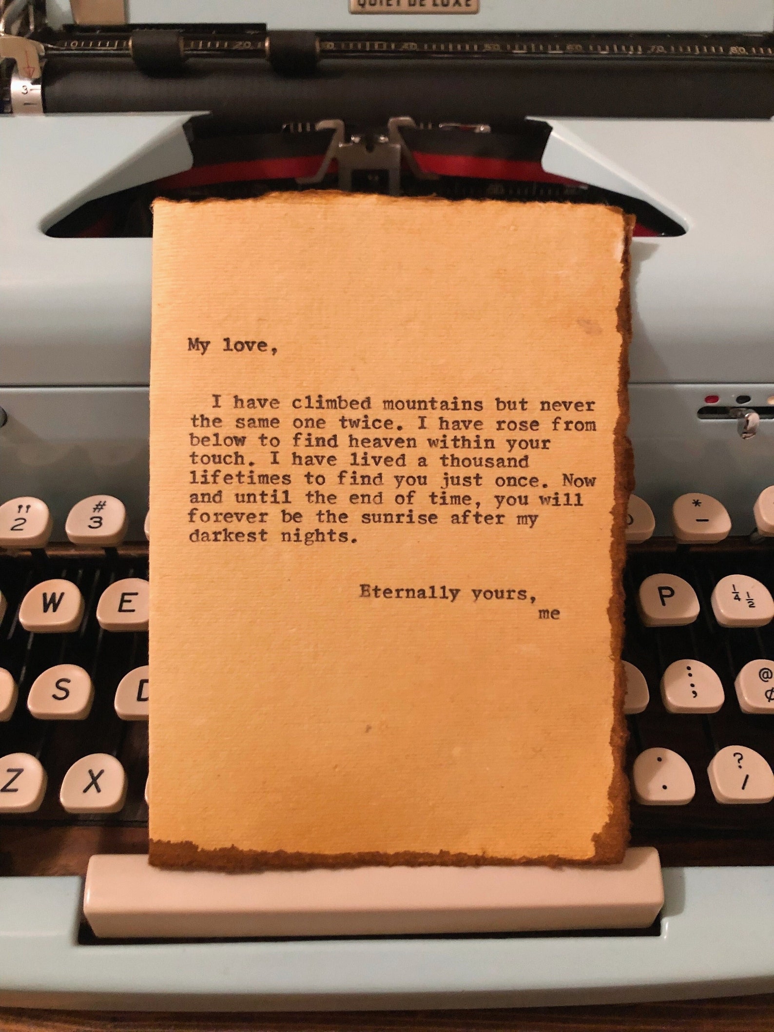 Handmade Card, Original Poetry, My Love, Anniversary Card, Typed Poem ...