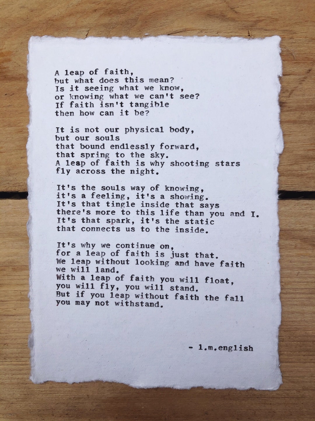 Original Poetry, Typewriter Poem, Leap of Faith, Poetry Decor, Shooting ...