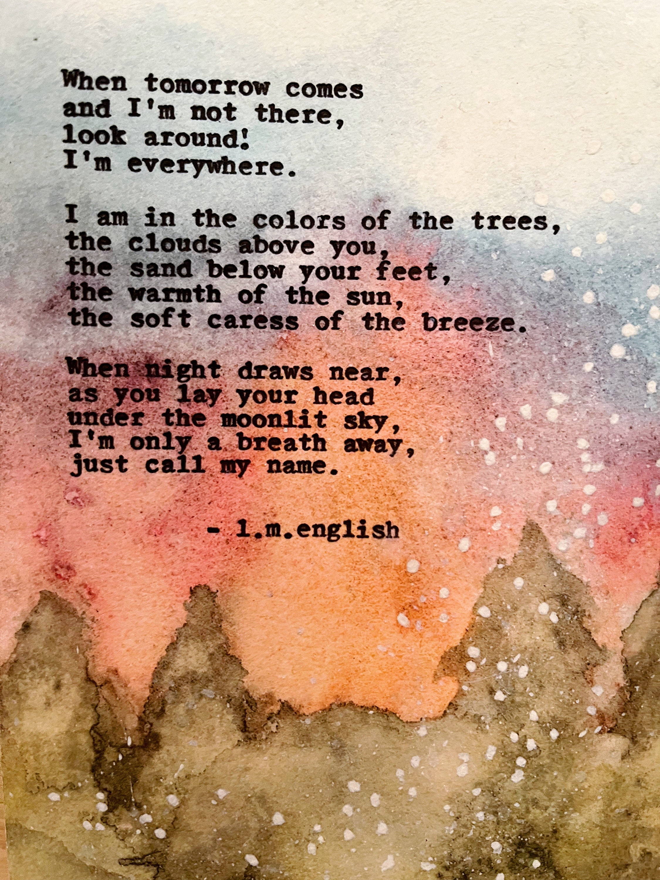 Original Poetry, Grief Gift, Forget Me Not, Watercolor Trees, Grieving ...