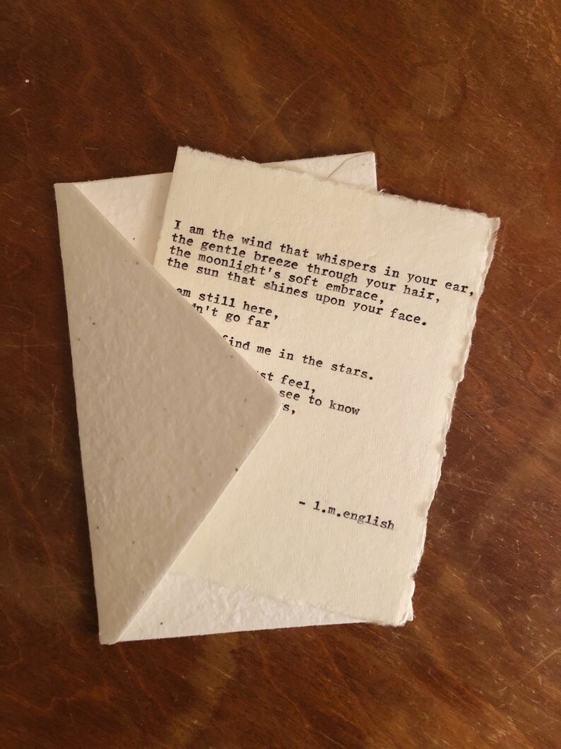 Handmade card original poetry Grief card in remembrance | Etsy