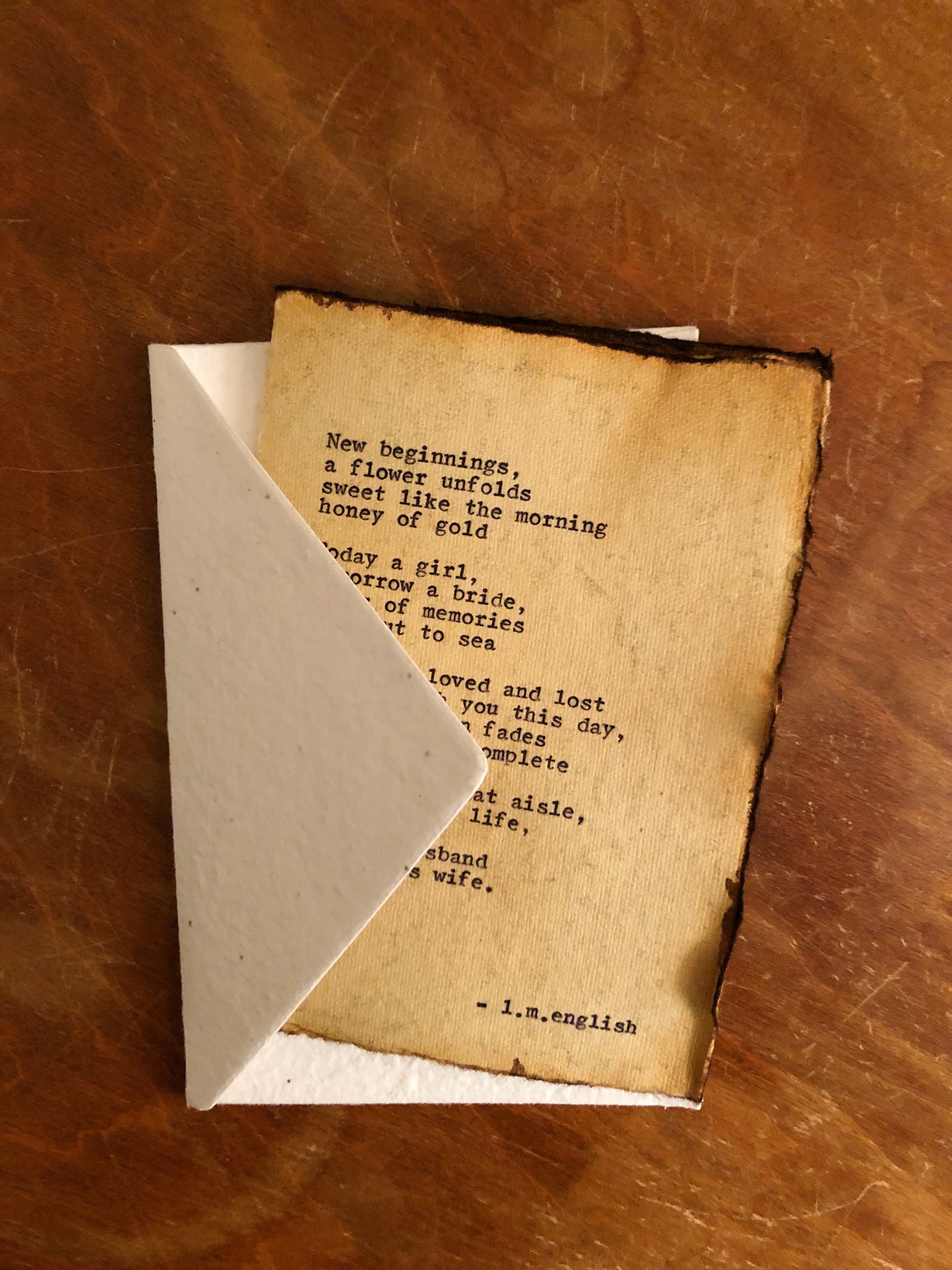 Handmade Card Bridal Card Original Poetry Wedding Card | Etsy