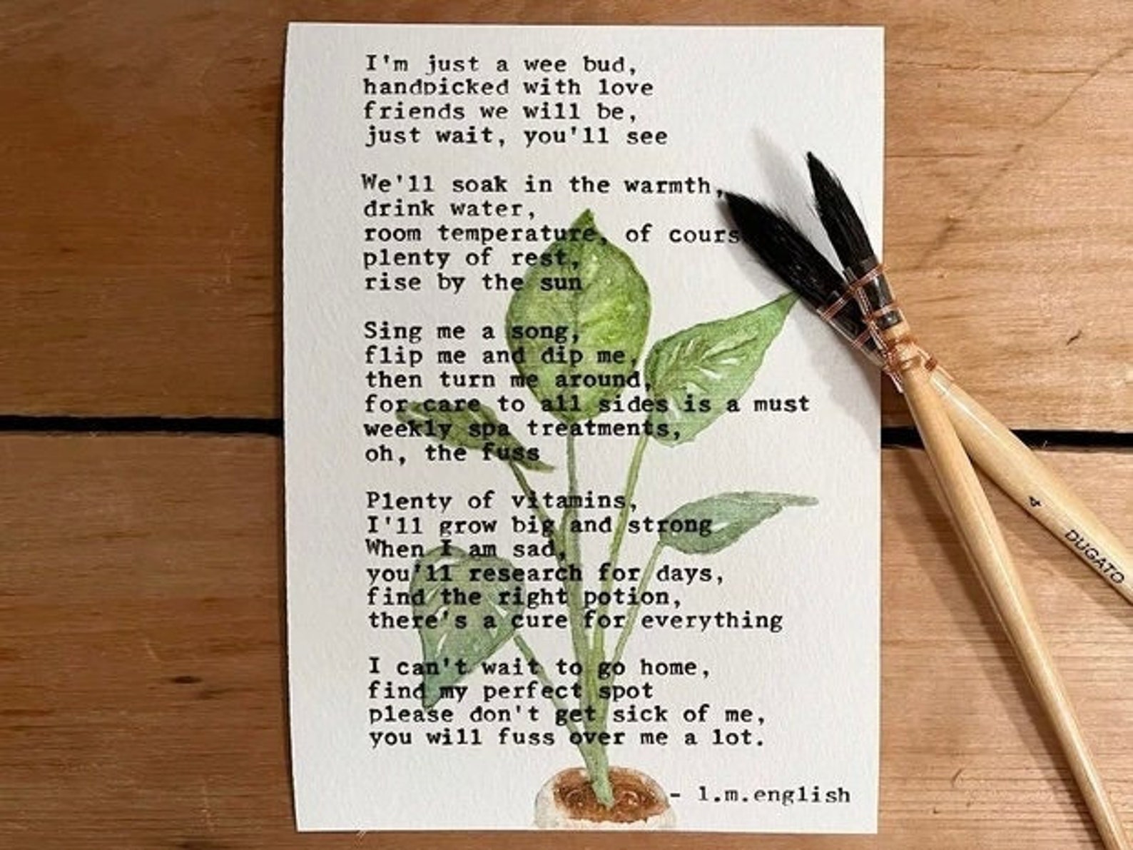Poetry Wall Art, Whimsical Art, Plant Lover Gift, Typed Quote, Plant ...