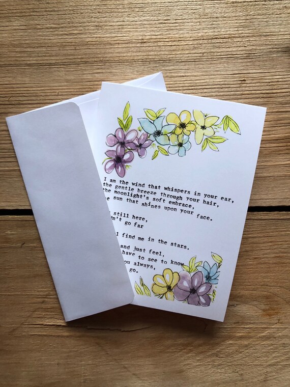 Handmade Card Original Poetry Grief Card Flower Card in - Etsy