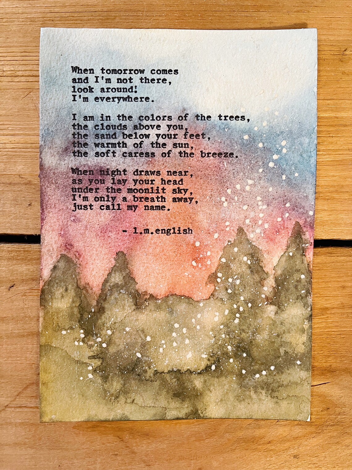 Original Poetry, Grief Gift, Forget Me Not, Watercolor Trees, Grieving ...