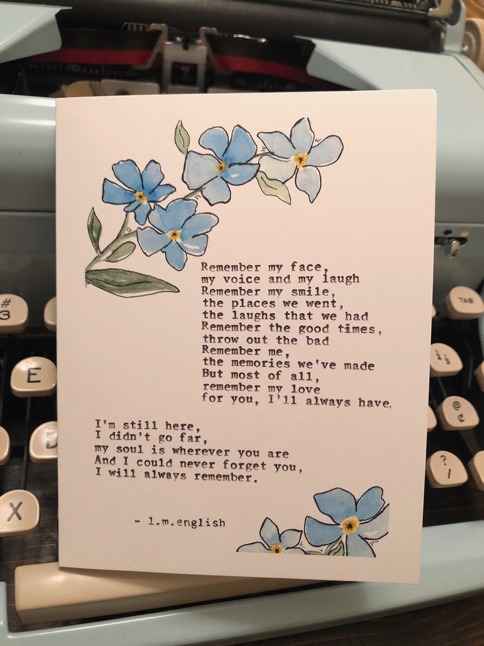 Handmade Card, Original Writing, Grief Card, Forget Me Not, Remember Me ...