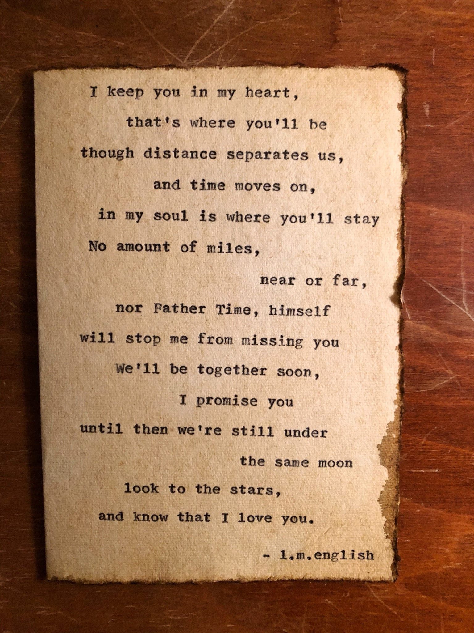 Handmade card original poetry in my heart distance gift | Etsy