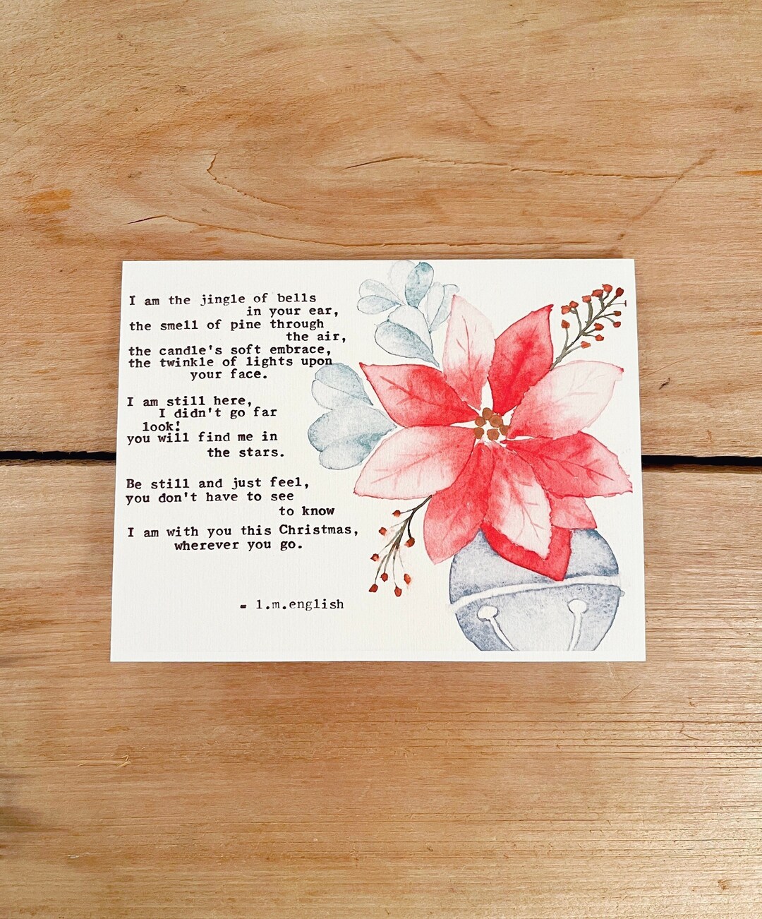 Handmade Card, Original Poetry, Christmas Grief, With Sympathy, Holiday ...