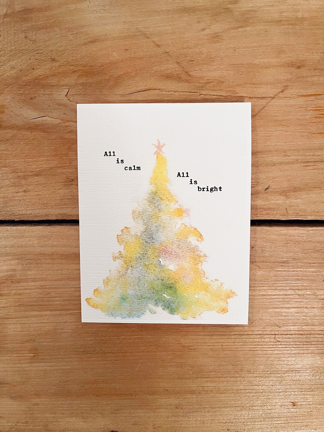 Handmade Card, Original Watercolor, Christmas Tree Card, Rainbow ...