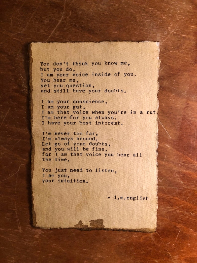 Original Poetry, Typewriter Poem, Intuition, Poetry Decor, Believe in ...