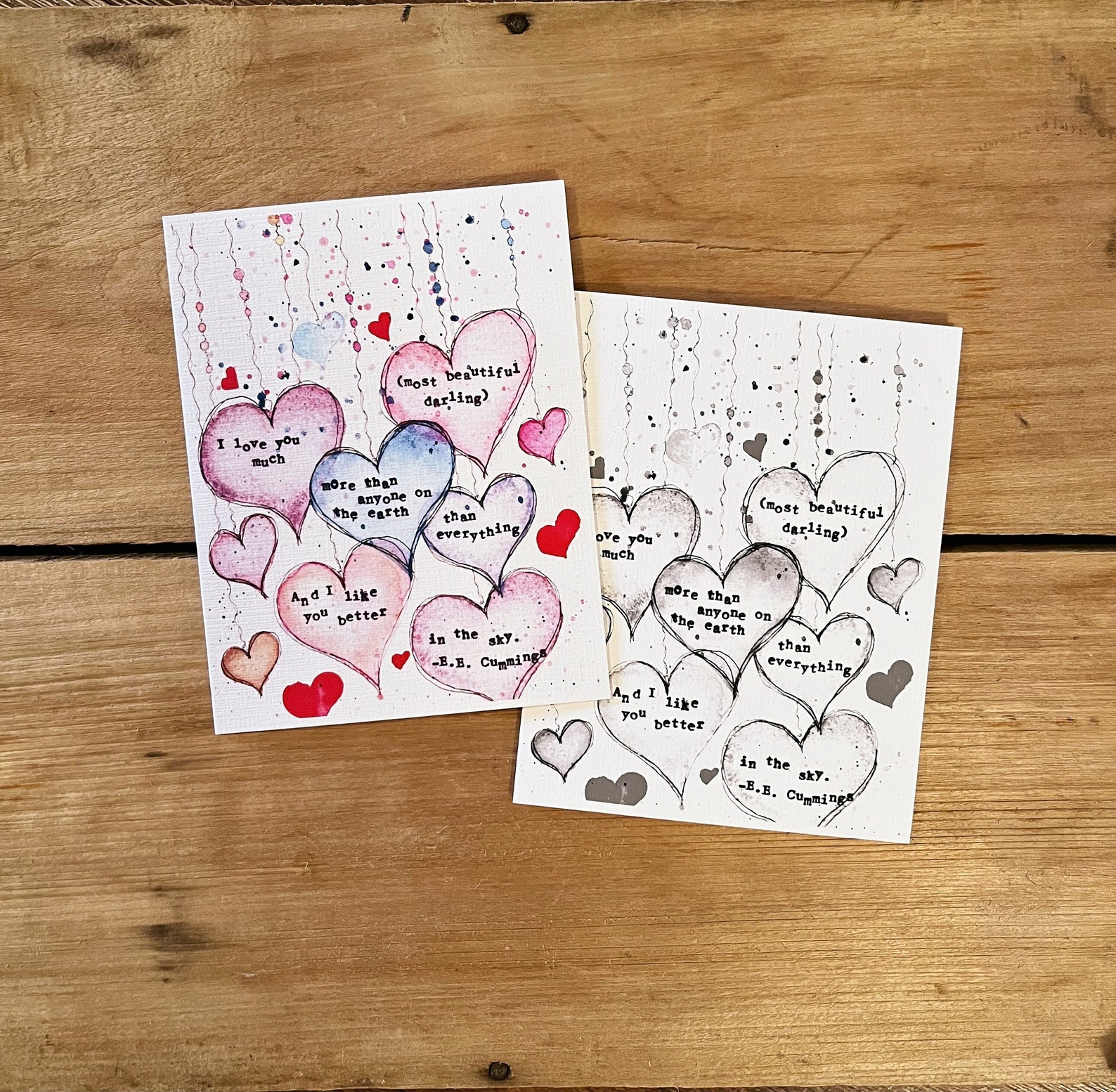 I Love You Much, Beautiful Darling, EE Cummings, Handmade Card ...