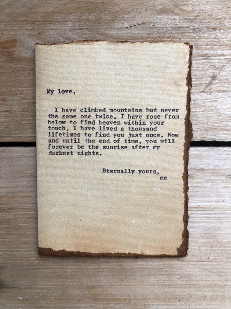 Handmade Card, Original Poetry, My Love, Anniversary Card, Typed Poem ...