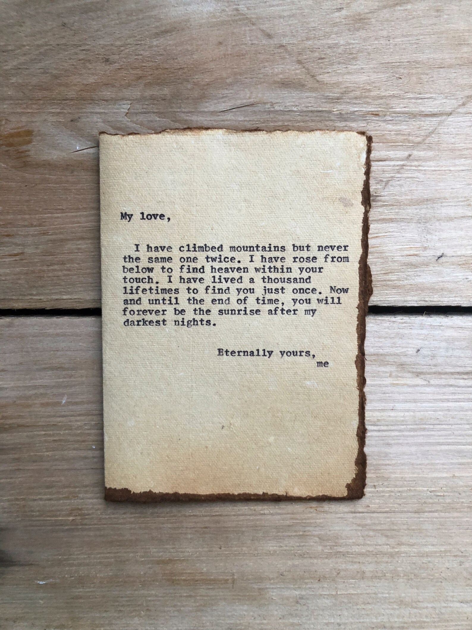 Handmade Card, Original Poetry, My Love, Anniversary Card, Typed Poem ...