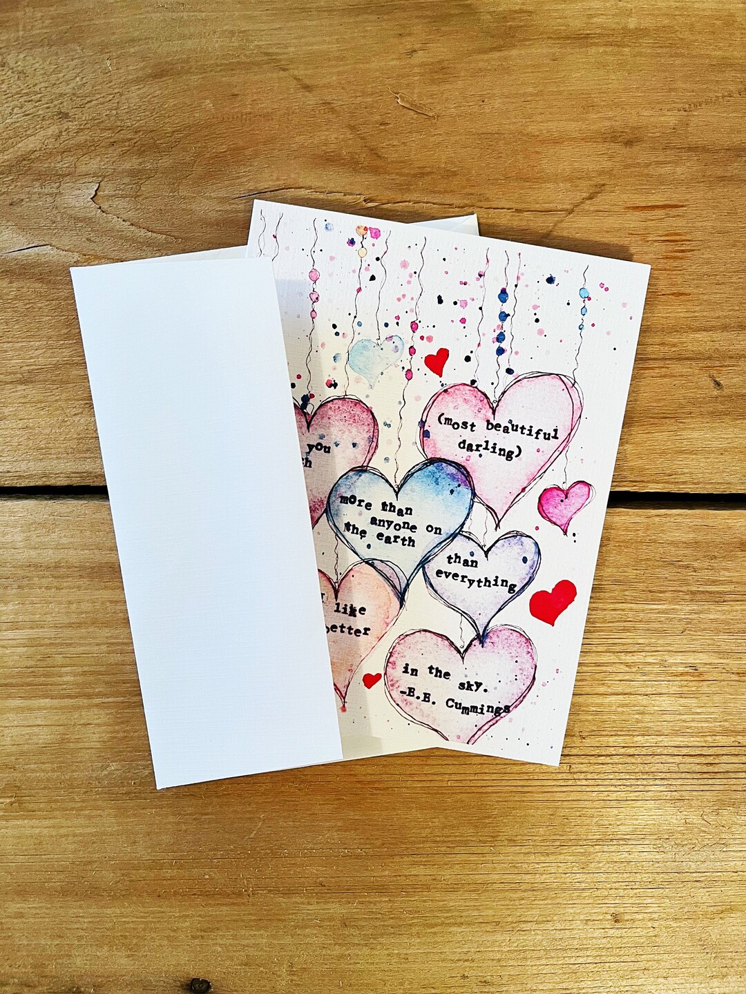 I Love You Much, Beautiful Darling, EE Cummings, Handmade Card ...