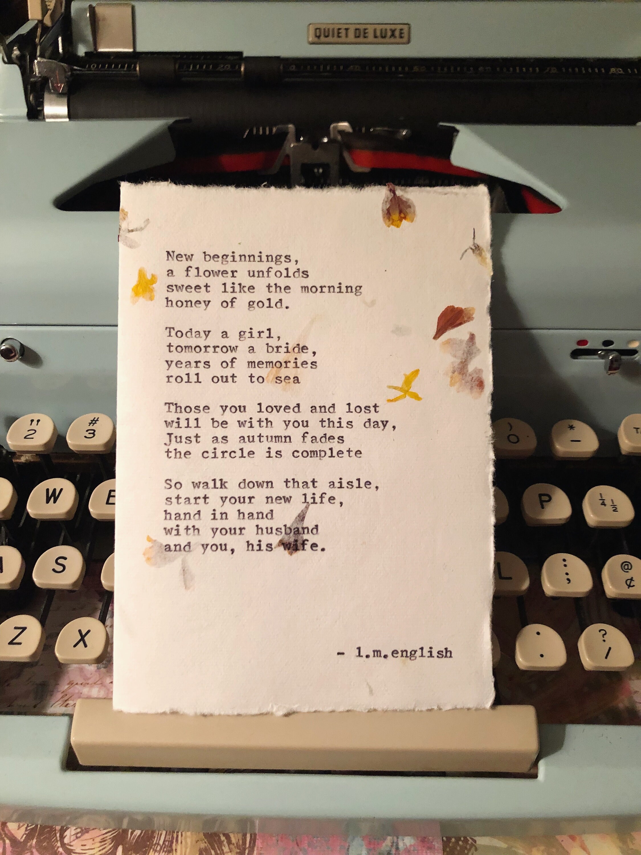 Handmade Card, Bridal Card, Original Poetry, Wedding Card, Typed Poem ...