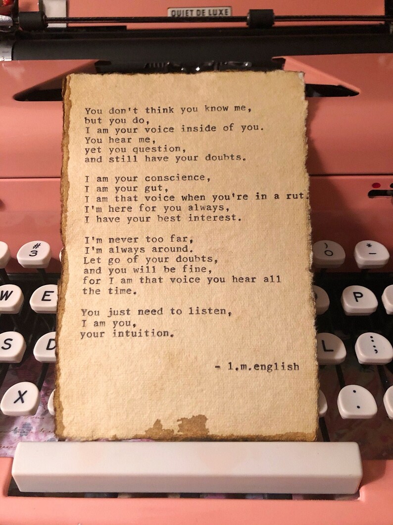 Original Poetry, Typewriter Poem, Intuition, Poetry Decor, Believe in ...