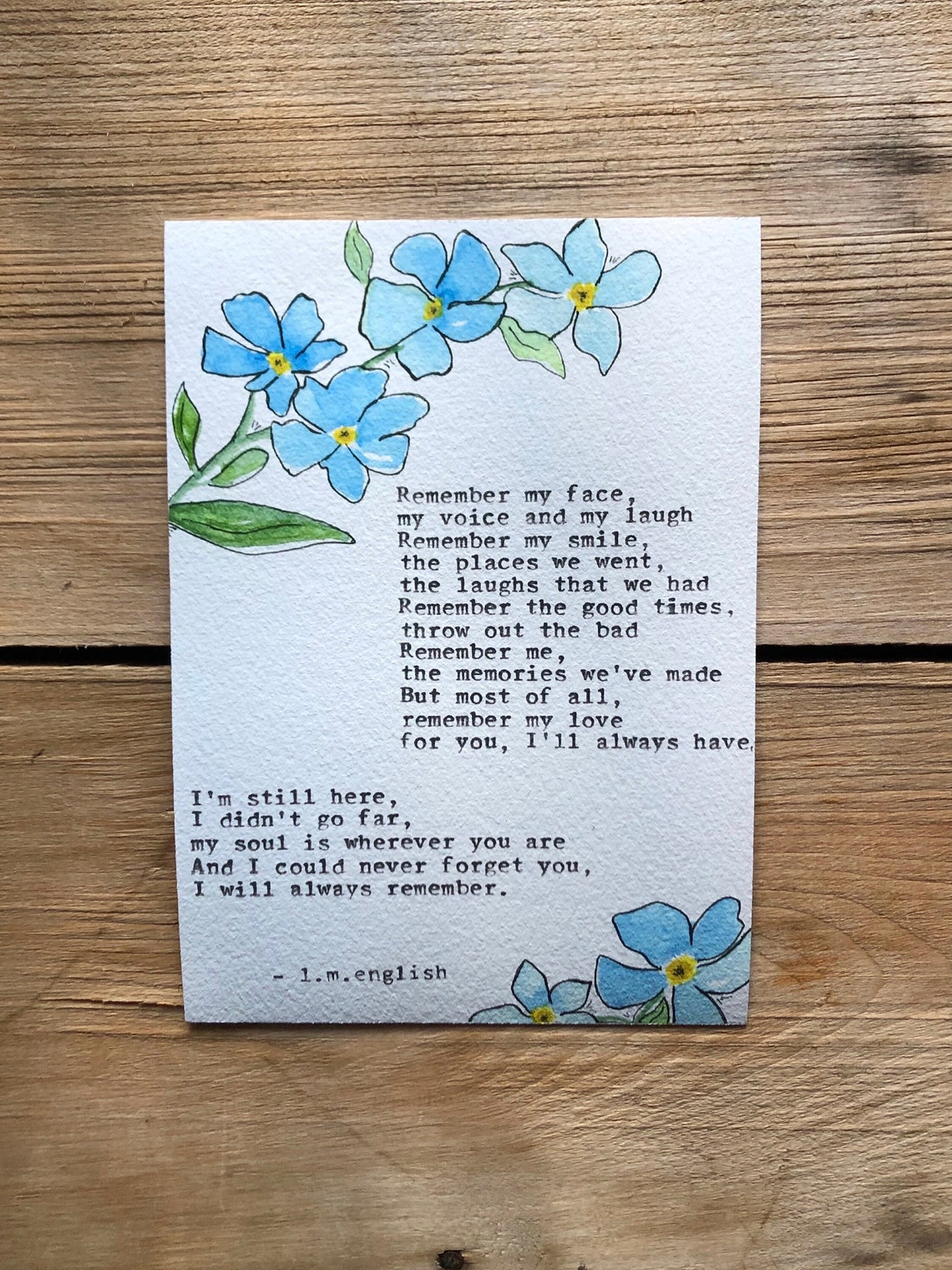 Original Watercolor Grief Poem Remember Me Forget Me Not - Etsy