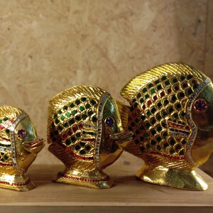 2 Pcs Fish(cover Gold Leaf) ,handmade Wood Carving of Fish Decorating ...