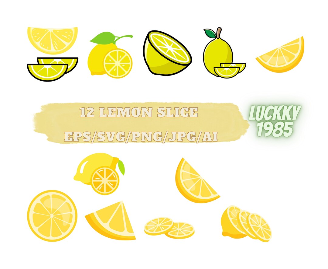 12 Lemon Slice Svg,fruits Ai,fruit Svg,furit Cut File,lemon ,png - Etsy