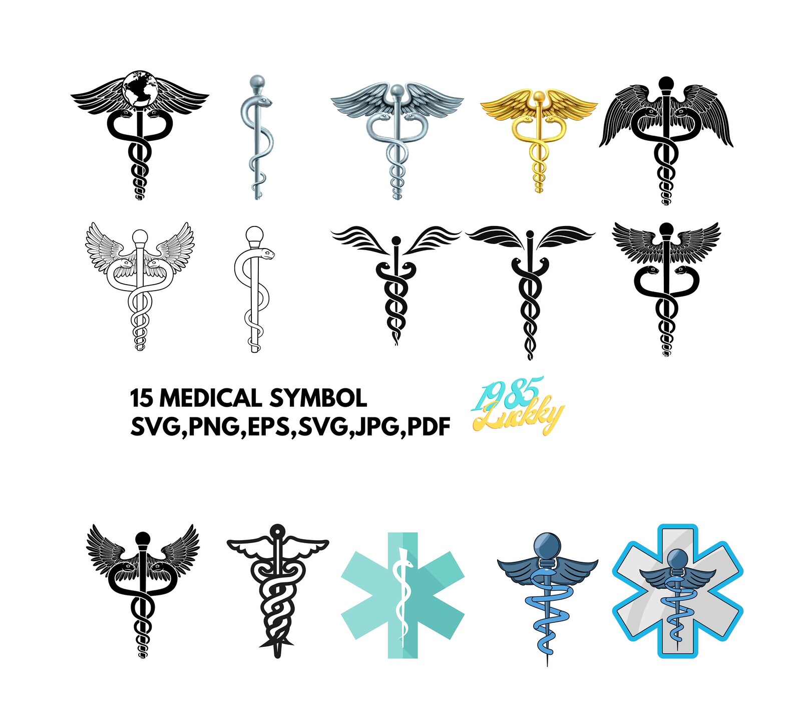 15 Medical Symbol SVG Caduceus Svg MD Svg Star of Life Svg | Etsy Canada