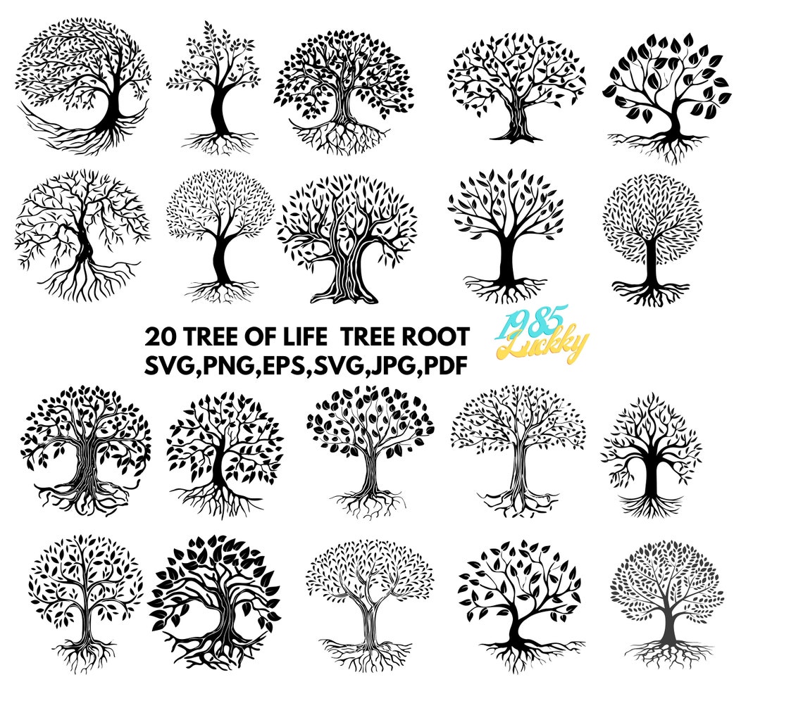 20 Svg Tree of Life Black SVG File Roots Leavestree Svg - Etsy
