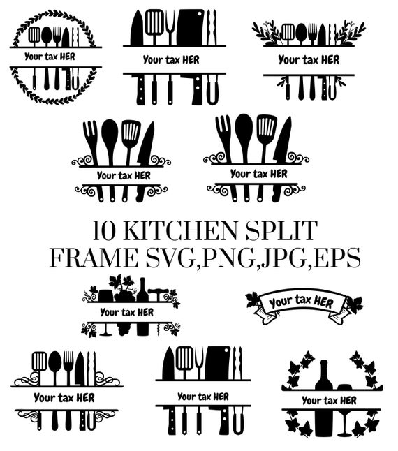 10 Filekitchen Split Frame Svg Split Monogram Svg Kitchen - Etsy