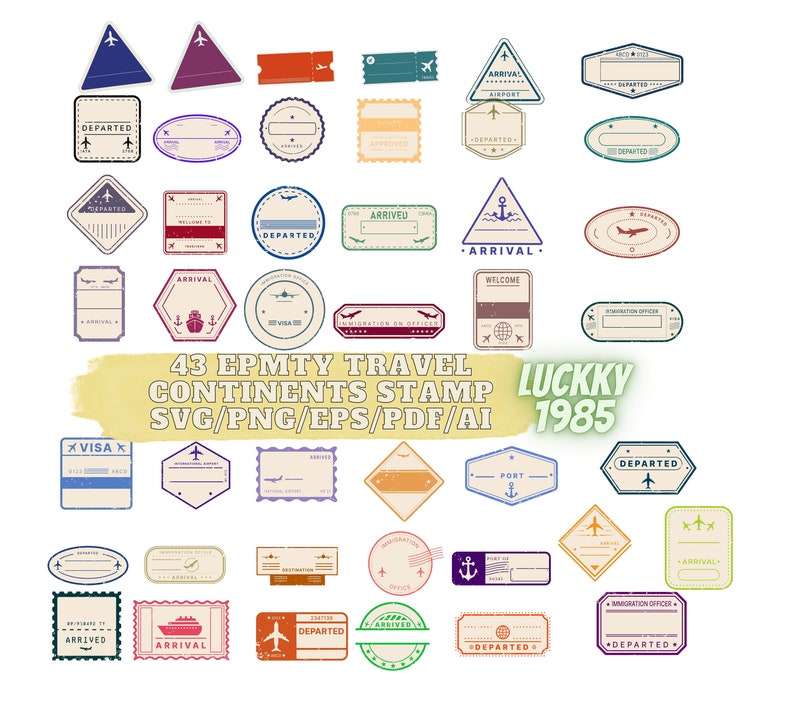 43 Epmty Travel Continents Stamptravel Svg,png,pdfstamp Svg Bundle ...