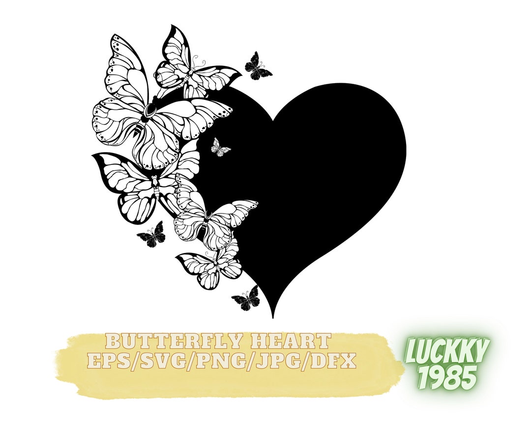Butterfly Heart Svg, Butterflies Eps, Butterfly Svg, Valentine Svg ...