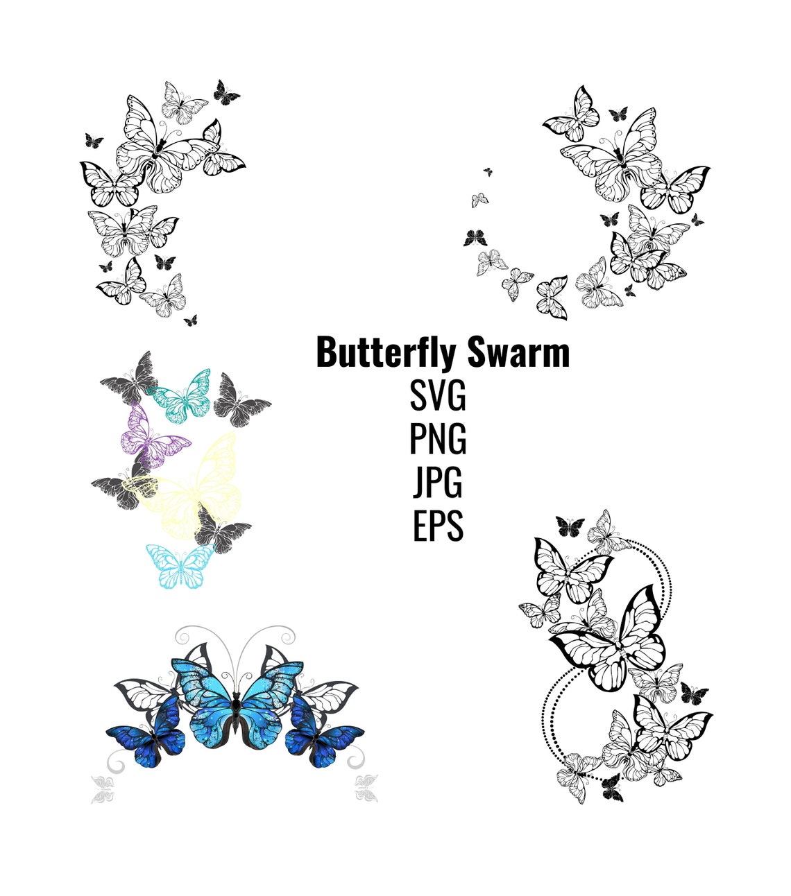 5 Butterfly Swarm SVG Butterfly SVG File Layered Butterfly - Etsy