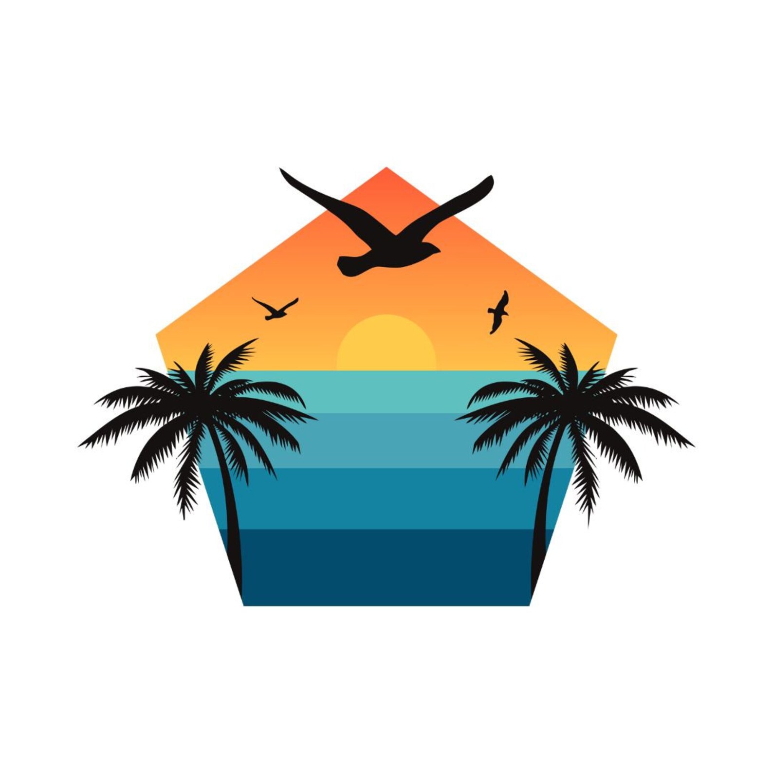 12 Sunset Retro Sunset Over Ocean Scenefile Sunset Scene - Etsy
