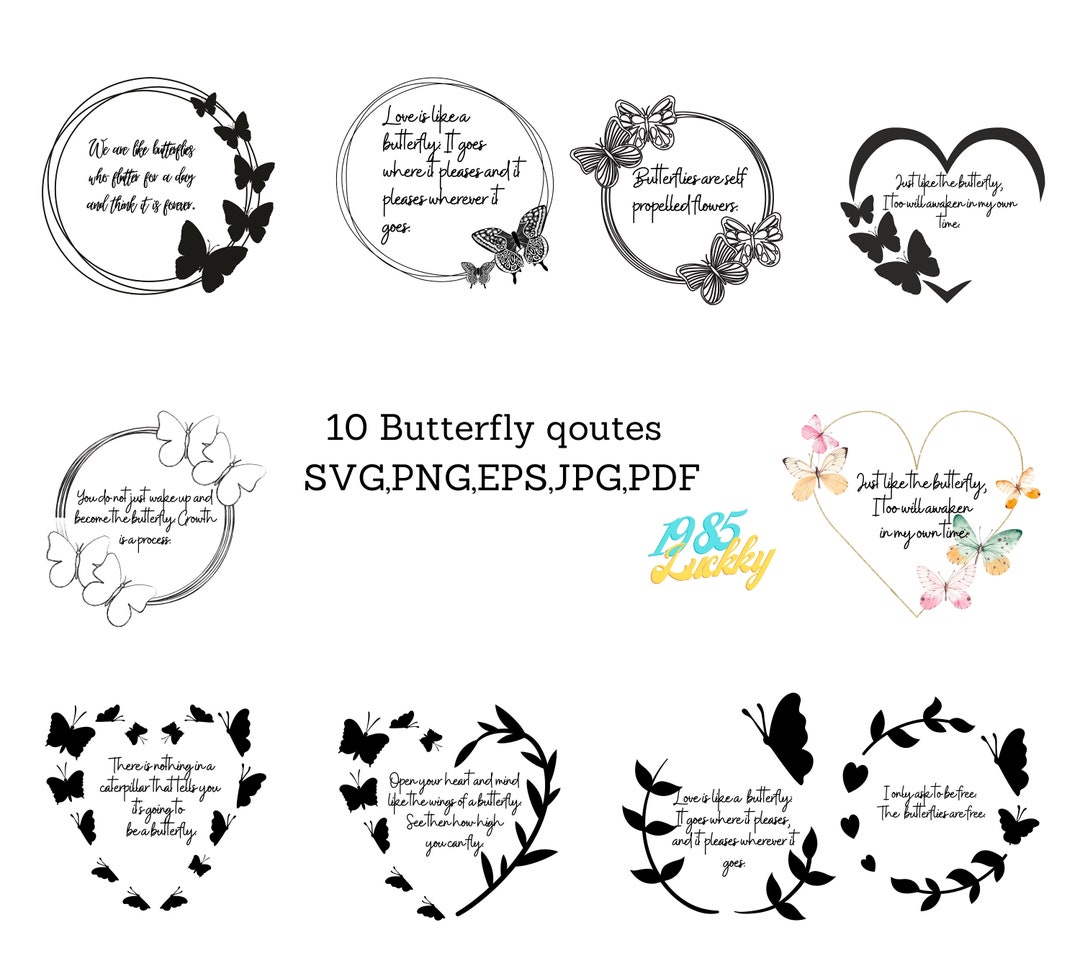 10 Butterfly Qoutes,butterfly Svg, Butterfly Svg Bundle, Layered ...