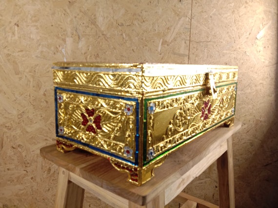 Hand Carving Golden Wood Box for Decorjewelry Box Cloth Box | Etsy