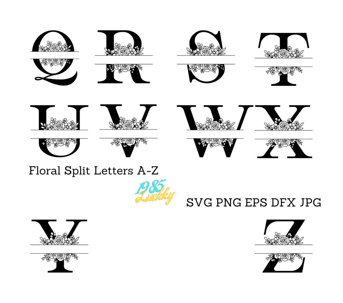Floral Split Letters A-Z SVG Floral Split Letter Svg Floral - Etsy