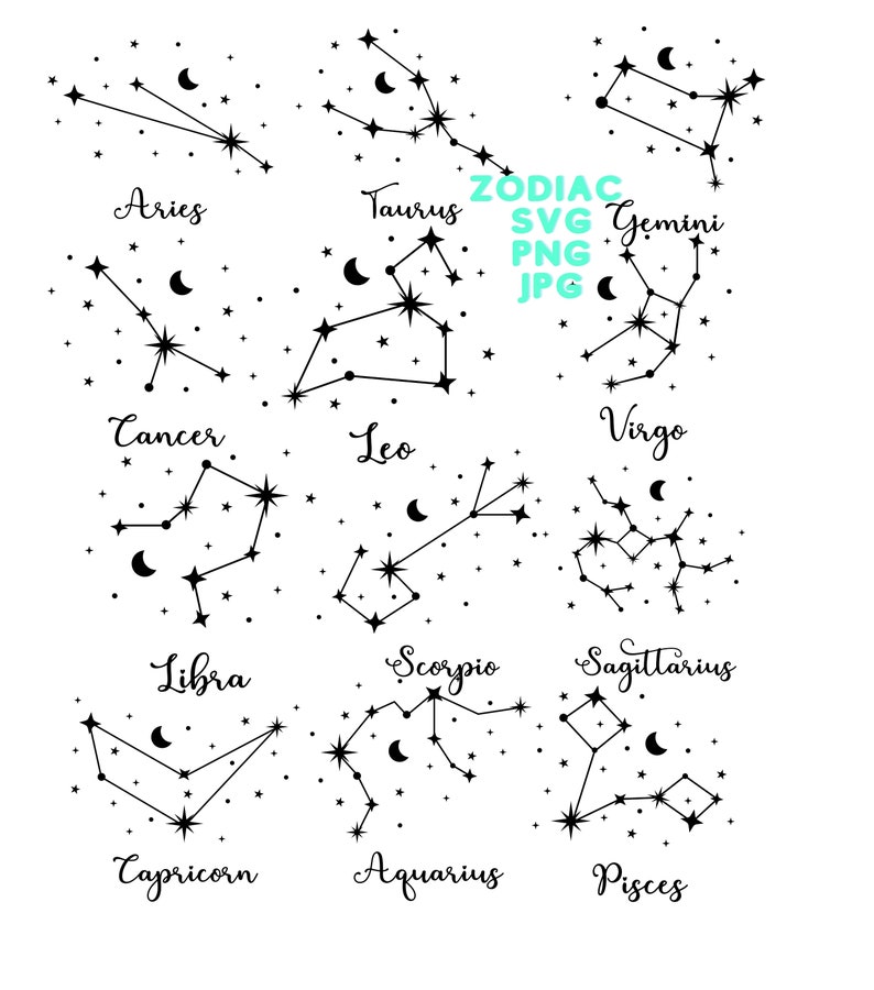 Star Zodiac Star Zodiac Constellation Svg Png Zodiac Svg | Etsy