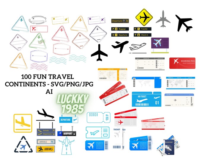 36 Travel Stamp SVG, Stamp Svg Bundle, Passport Stamp, Postmark Svg ...