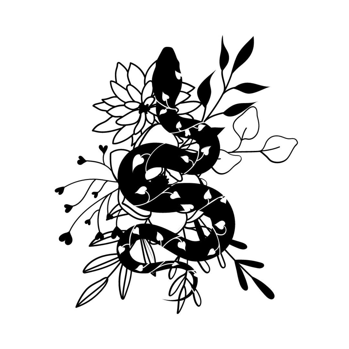 5 Flower Snake Svg, Snake Svg, Floral Snake, Celestial Floral Snake ...