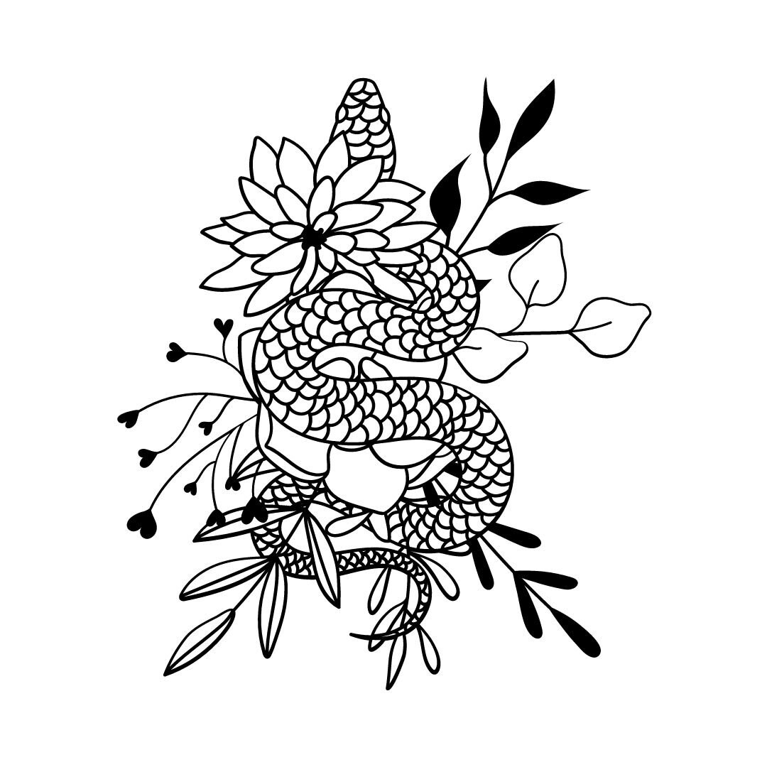 5 Flower Snake Svg, Snake Svg, Floral Snake, Celestial Floral Snake ...
