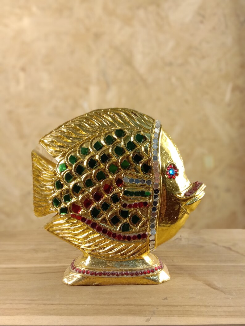 2 Pcs Fish(cover Gold Leaf) ,handmade Wood Carving of Fish Decorating ...