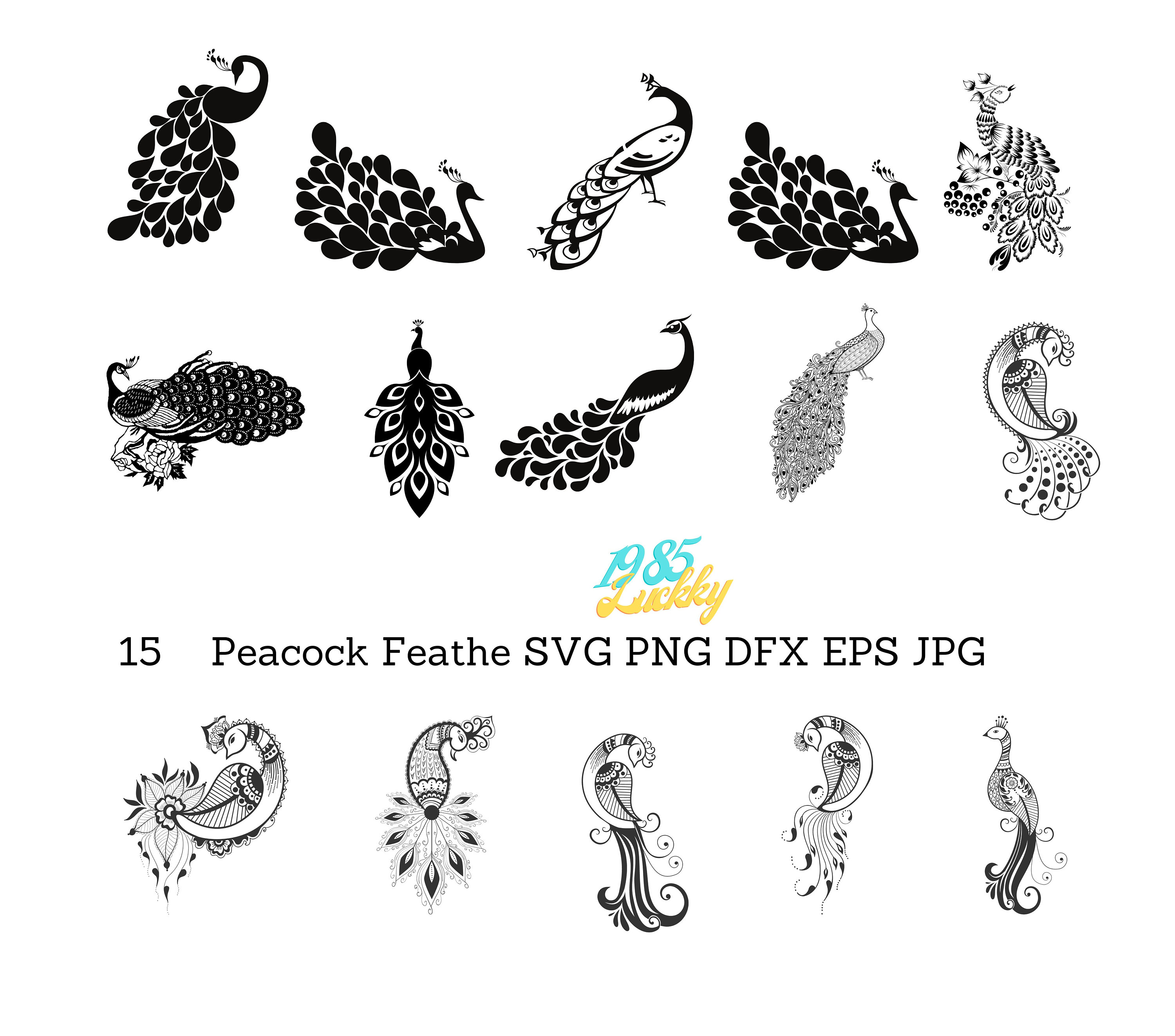 15 Peacock Svg, Peacock Feather Svg, Bird Svg, Peacock Clipart, Peacock ...