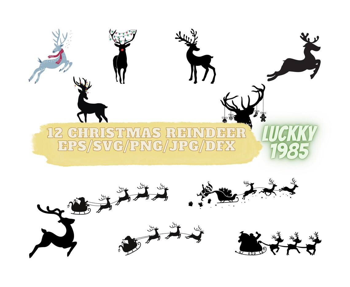 12 Christmas Reindeer SVG Bundle Reindeer SVG Girl Reindeer - Etsy