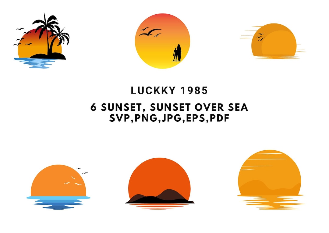 6 Sunset, Sunset Over Sea, Scene Cut File | Sunset Scene SVG, Ocean ...