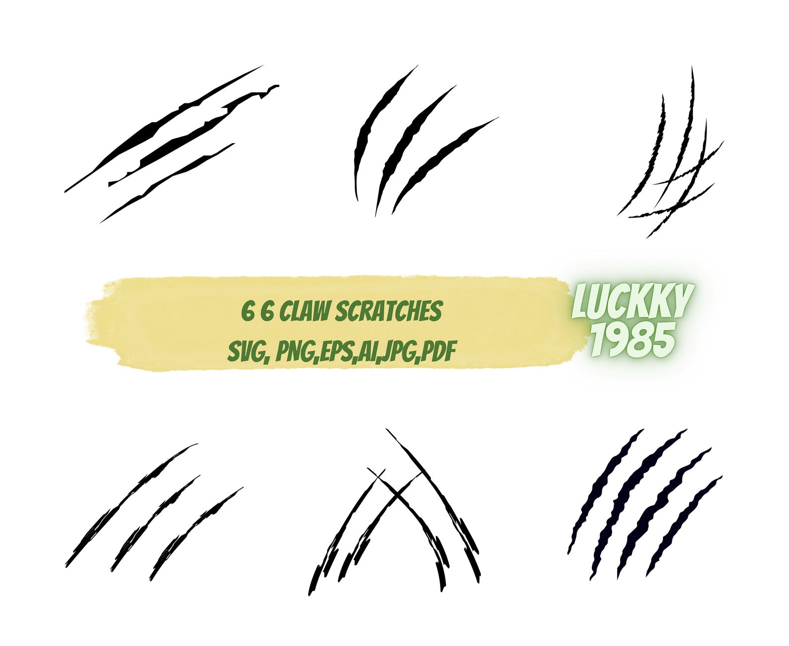 6 Claw Scratches Svg | Scratches Svg | Cat Svg | Scratch Svg | Claw ...