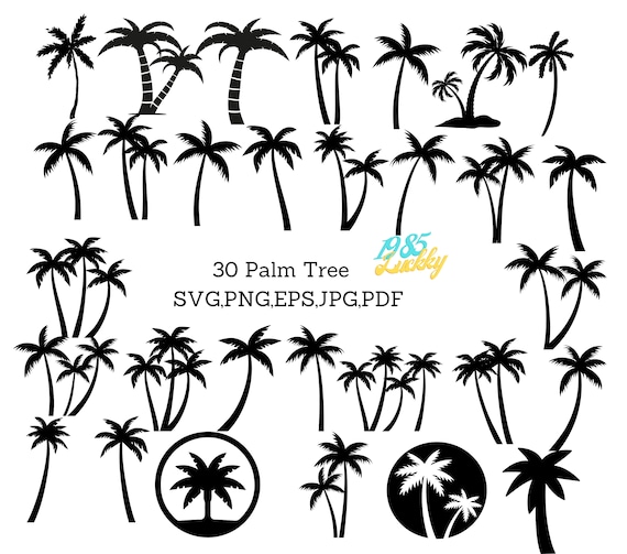 30 Palm Tree SVG / Vectored Palm Tree SVG / Palm Tree Cutter | Etsy