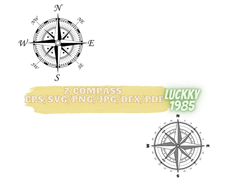 2 Compass Svg. Nautical Compass Svg. Compass Rose Svg. Compass Star Svg ...