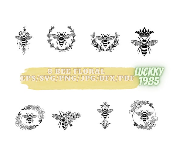 8 Bee Floral Svghoney Bee SVG Bee Cricut File Spring Cut - Etsy