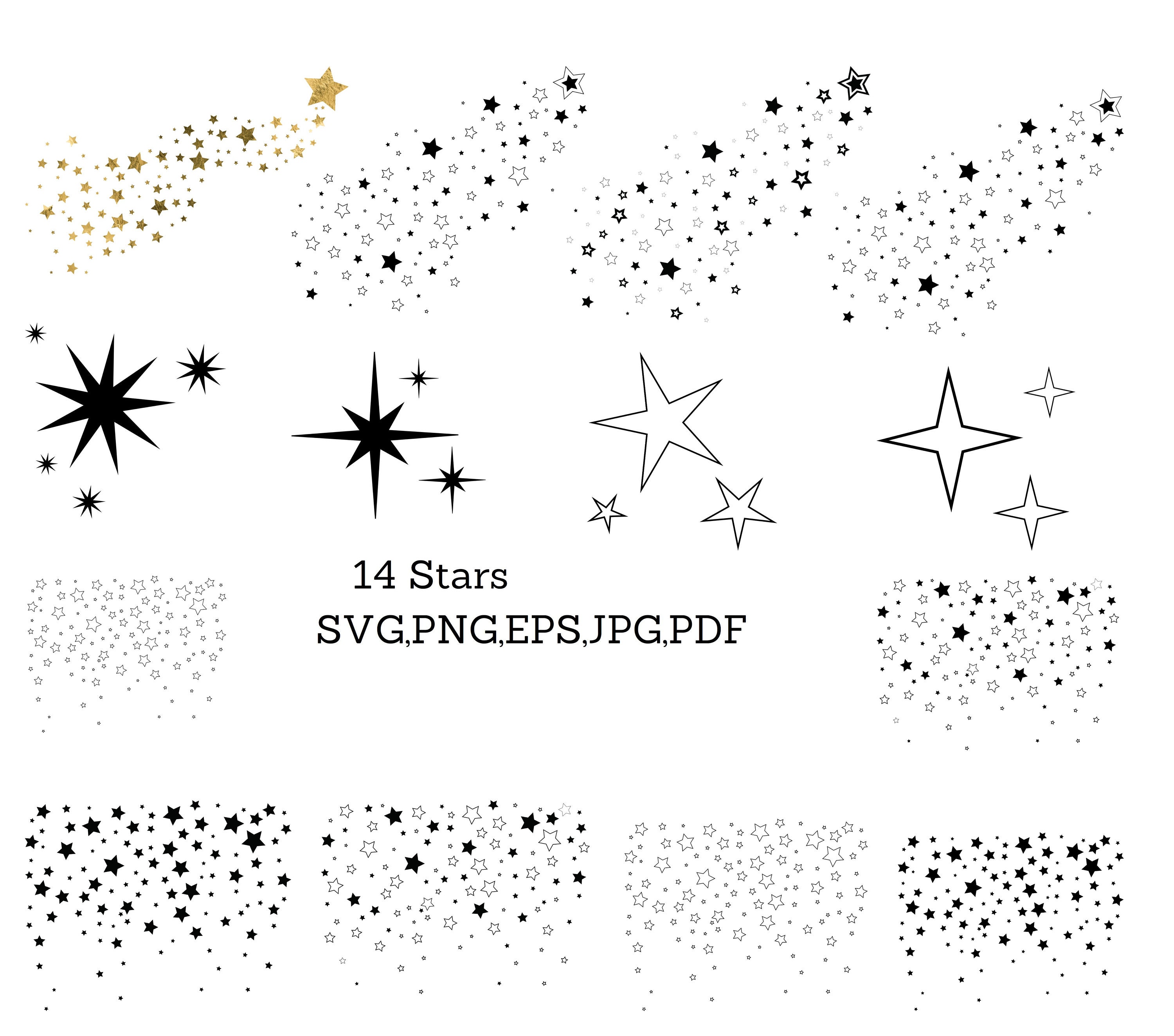 14 Stars SVG eps Star Star SVG Star PNG Jpg Sparkle Star - Etsy Canada