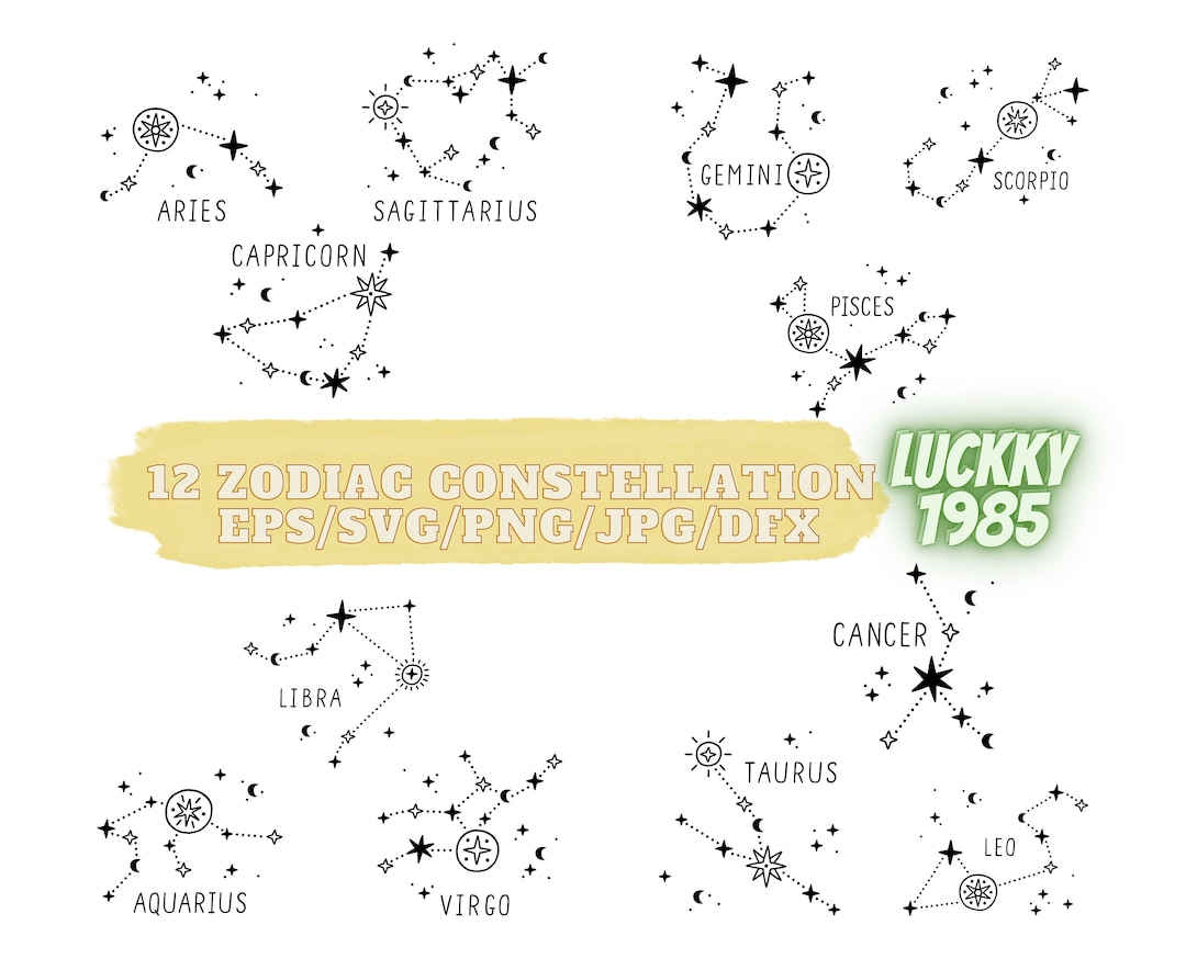 12 Zodiac Constellation Svg Bundle, Zodiac Sign Cut File for Cricut ...
