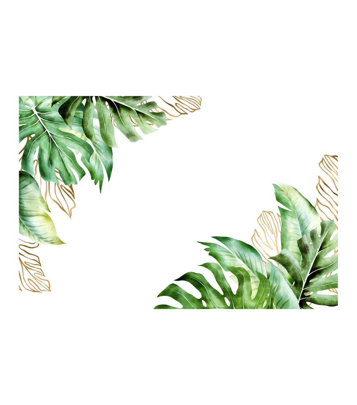 Watercolor Tropical Leaves Monstera Leaves tropical Wedding - Etsy