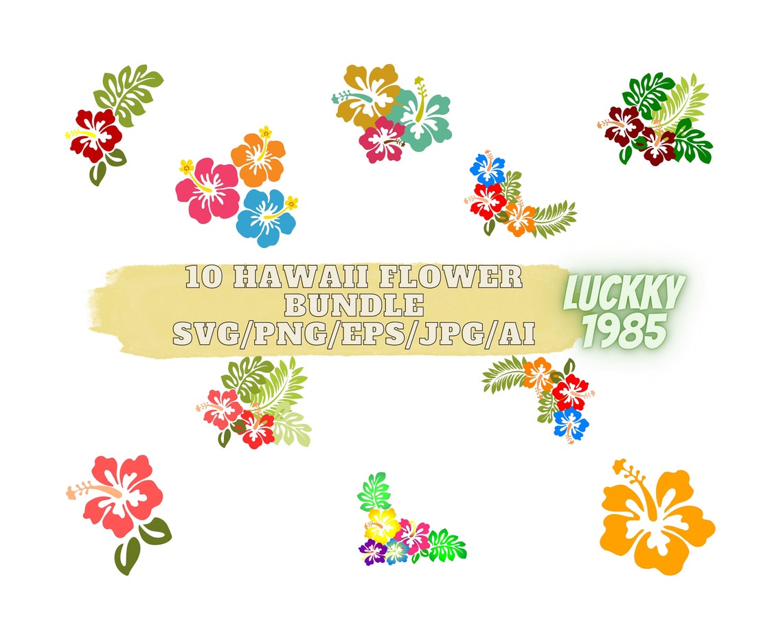 10 Hawaii Flower Bundle Svg Hibiscus Decal Hibiscus Stencil - Etsy