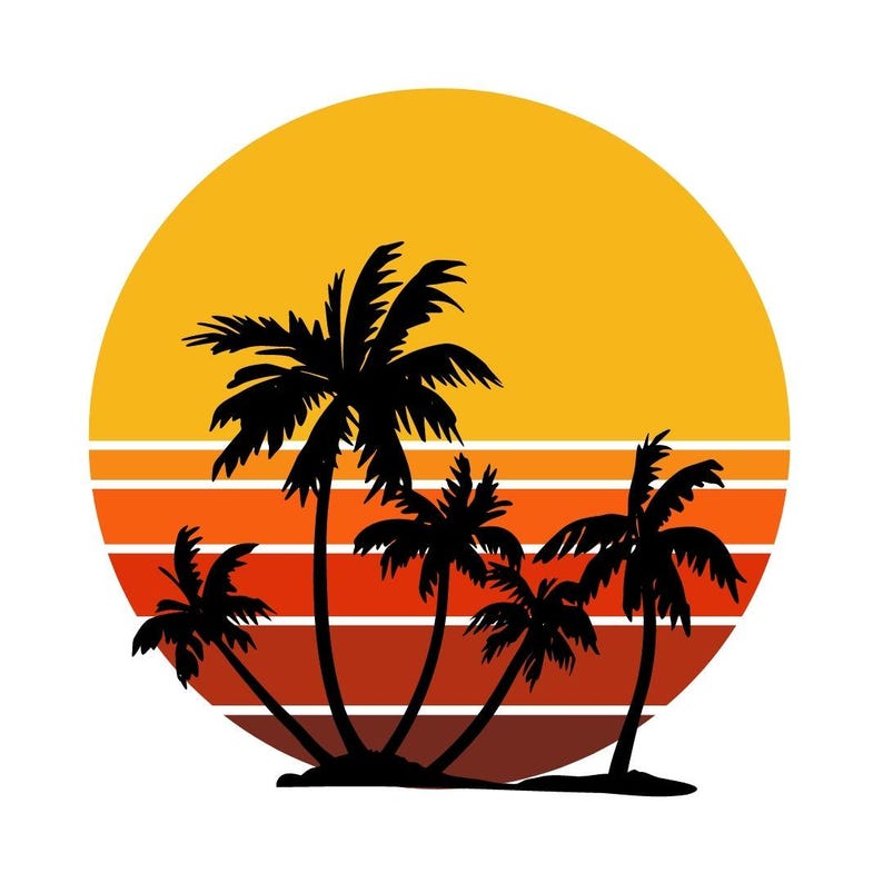 20 Retro Sunset SVG Palm Tree Bundle, Palm Tree Svg, Vintage Retro ...